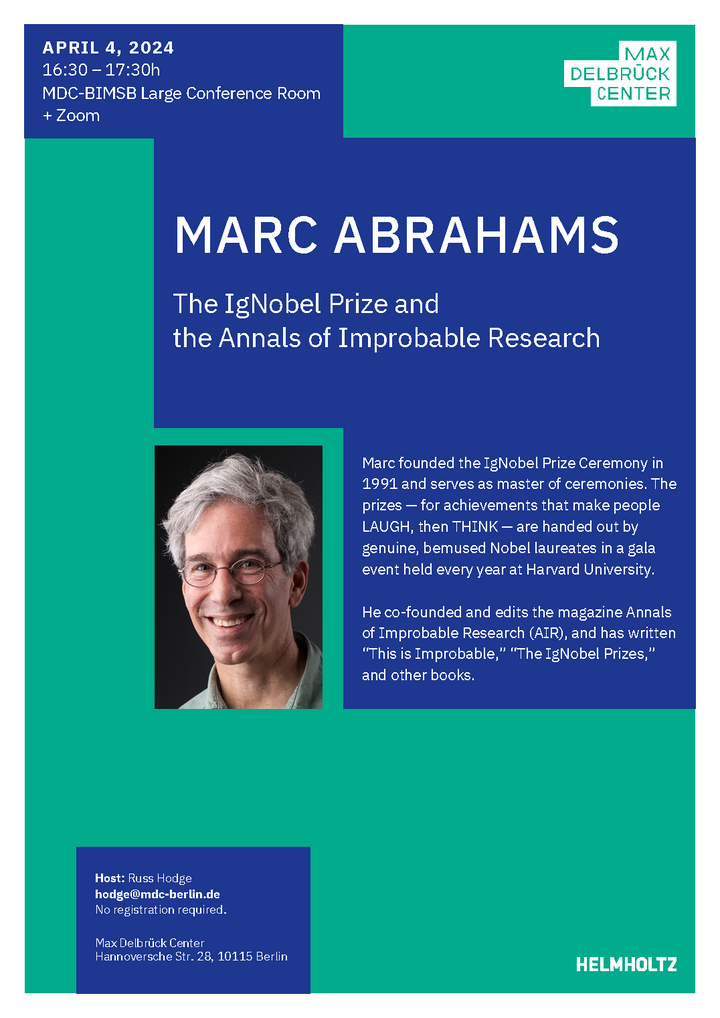 Marc Abrahams: The IgNobel Prize and the Annals of Improbable Research ...