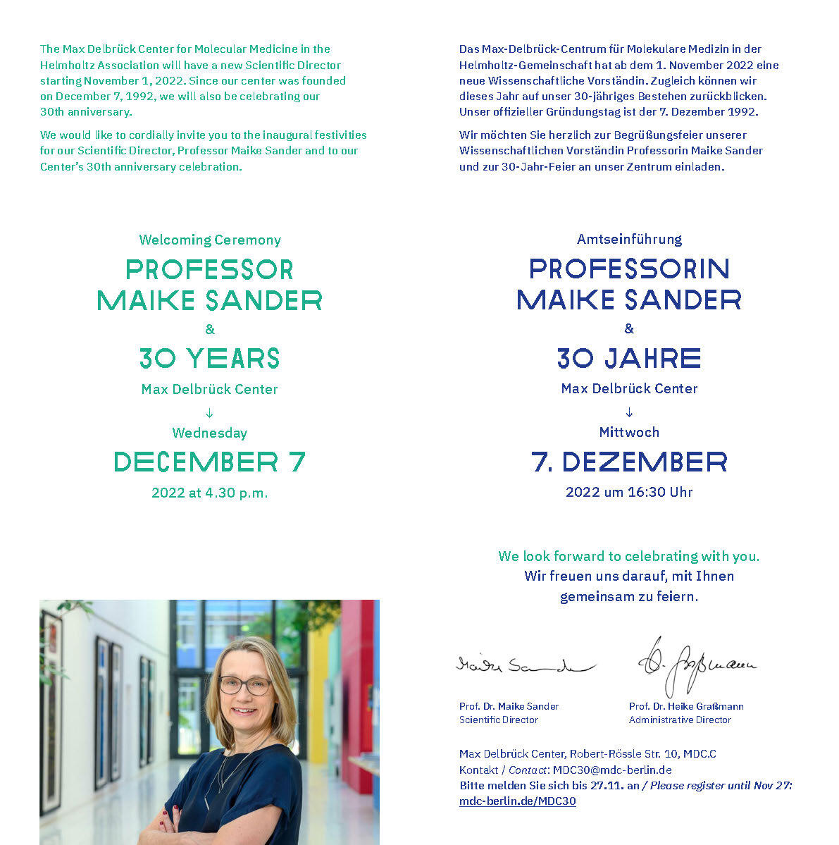 Welcoming Ceremony Prof. Maike Sander & 30 Years of the MDC | Max ...